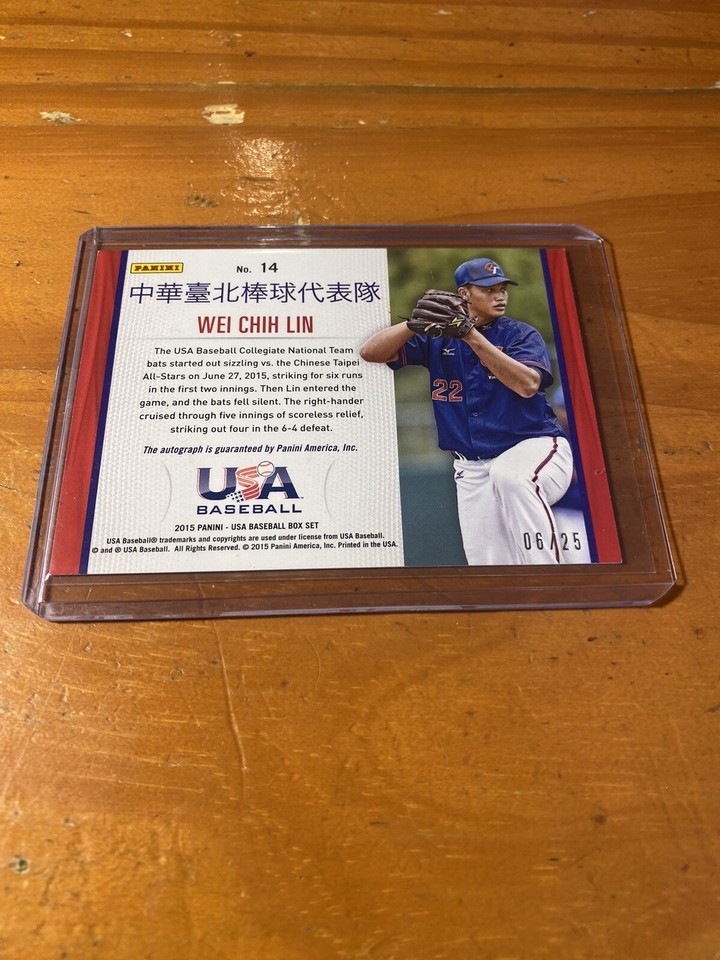 2013 Panini USA Baseball Wei Chih Lin Autograph Card #06/25 Chinese All Star | eBay
