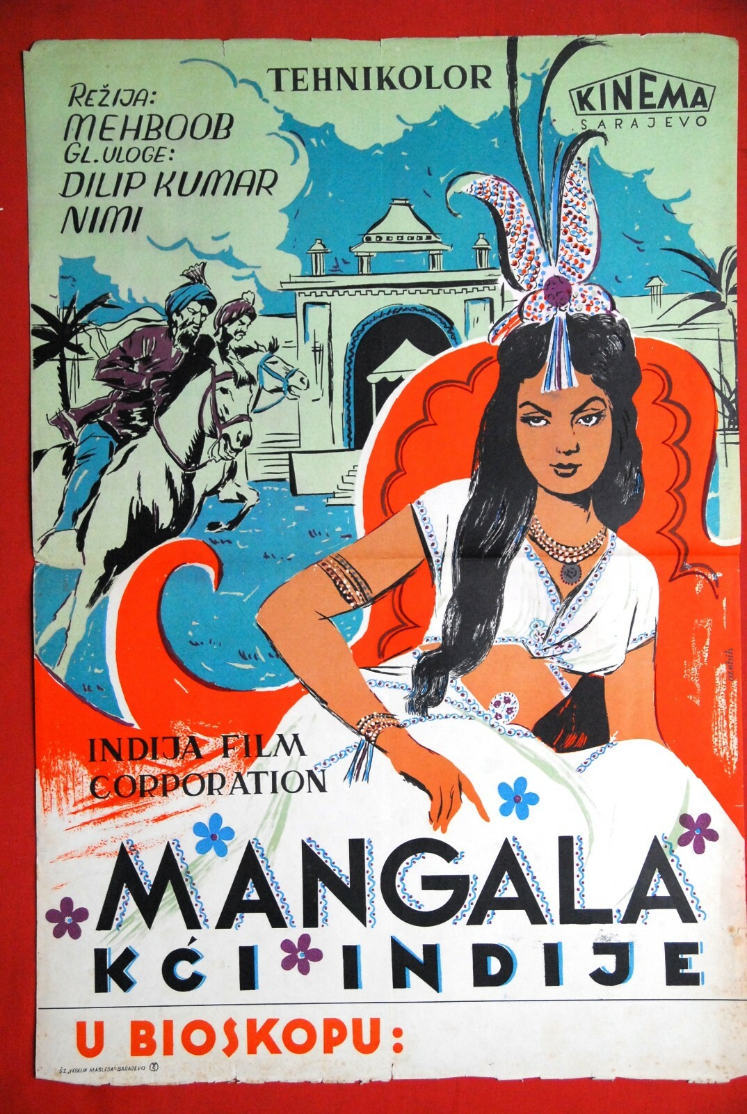 MANGALA INDIAN KUMAR MEHBOOB 1951 RARE EXYU MOVIE POSTER HINDI INDIA ...