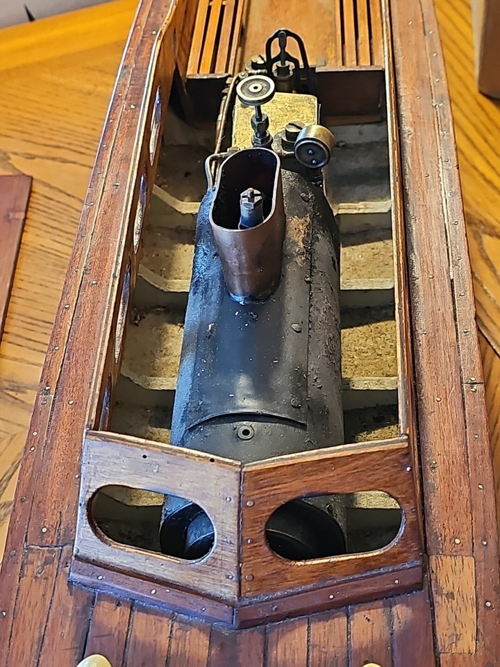 Antique Marlow Cabin Cruiser Steam Engine Boat Yacht Wooden Scale Model ...