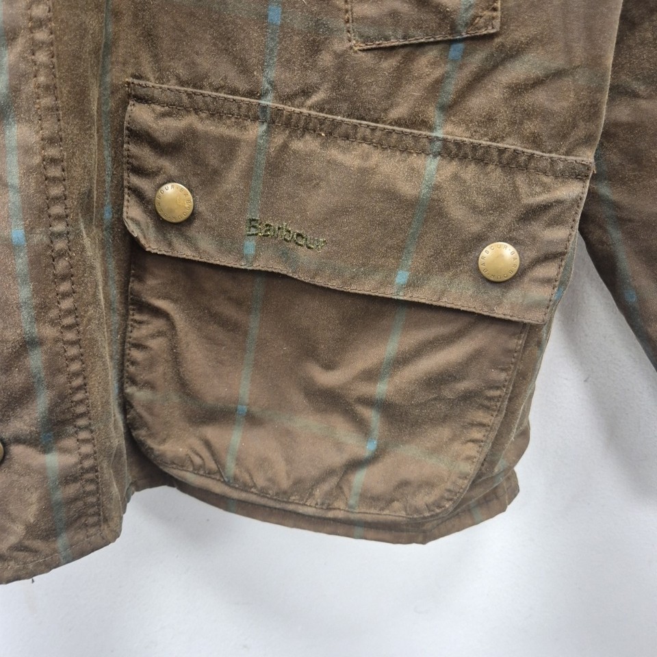 Barbour Bedale Wax Waterproof Check Print Country Brown Rain Coat ...