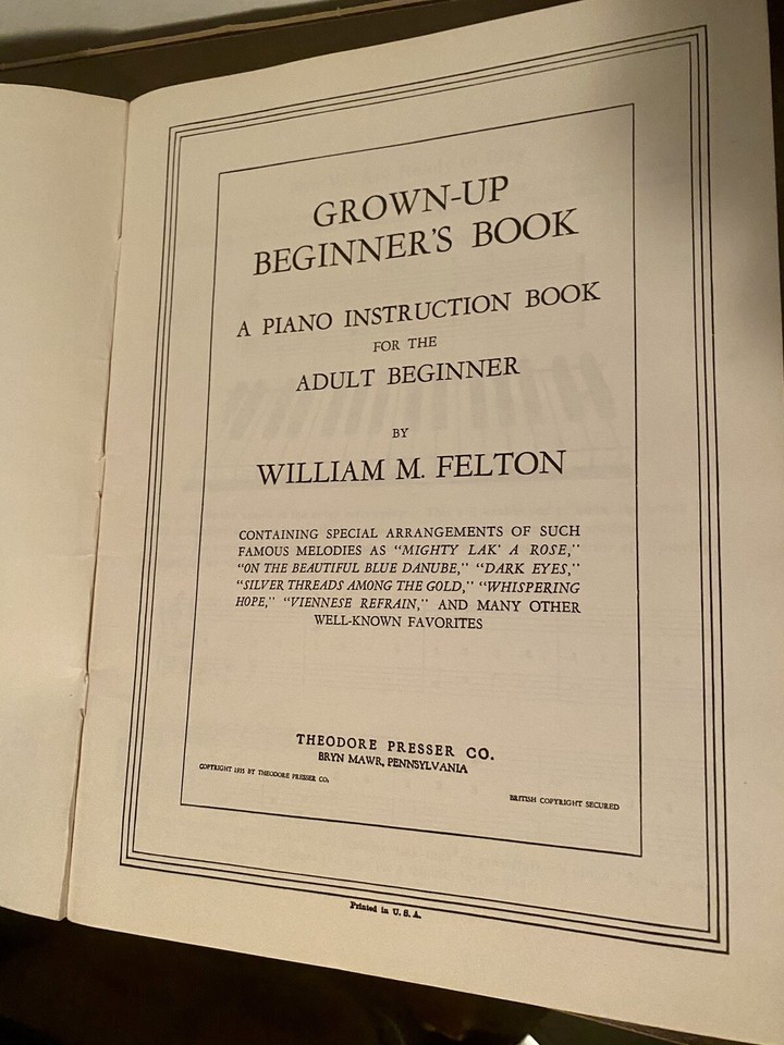 William M. Fenton Grown-Up Beginner's Book for the Piano ...