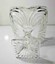 VINTAGE CRYSTAL SQUARE CLEAR GLASS COMPOTE ETCHED FROSTED FLOWERS HEAVY ...