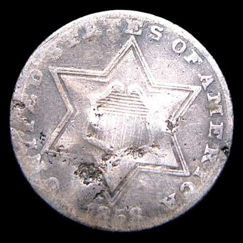 1858 Silver Three Cent Piece 3cp ---- Nice Details Damage Coin ...