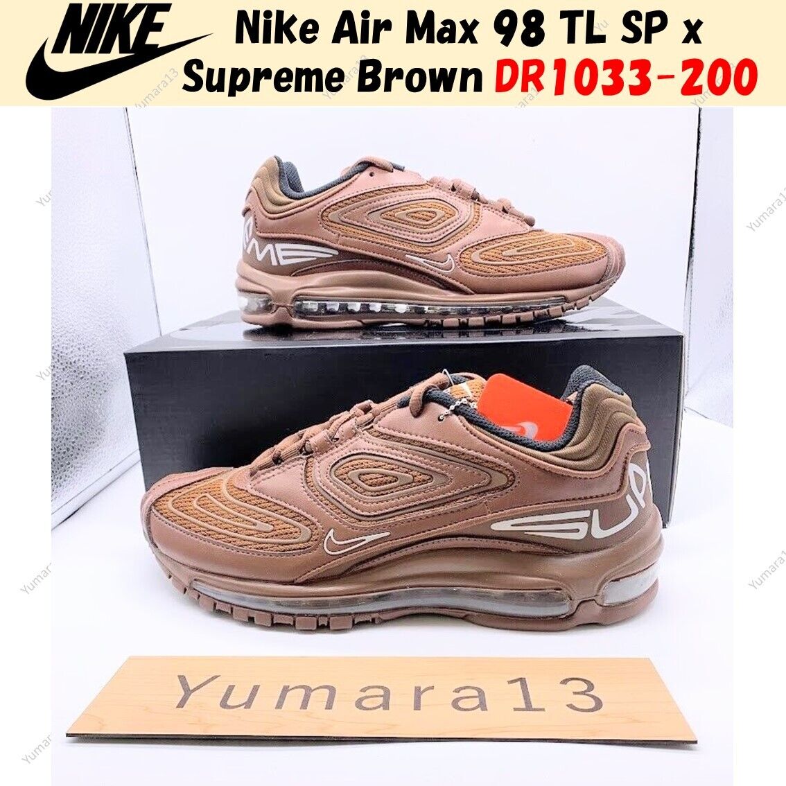 Nike Air Max 98 TL SP x Supreme Fauna Brown DR1033-200 Men's Nike Air Max 98 TL SP x Supreme Fauna Brown DR1033-200 Men's
