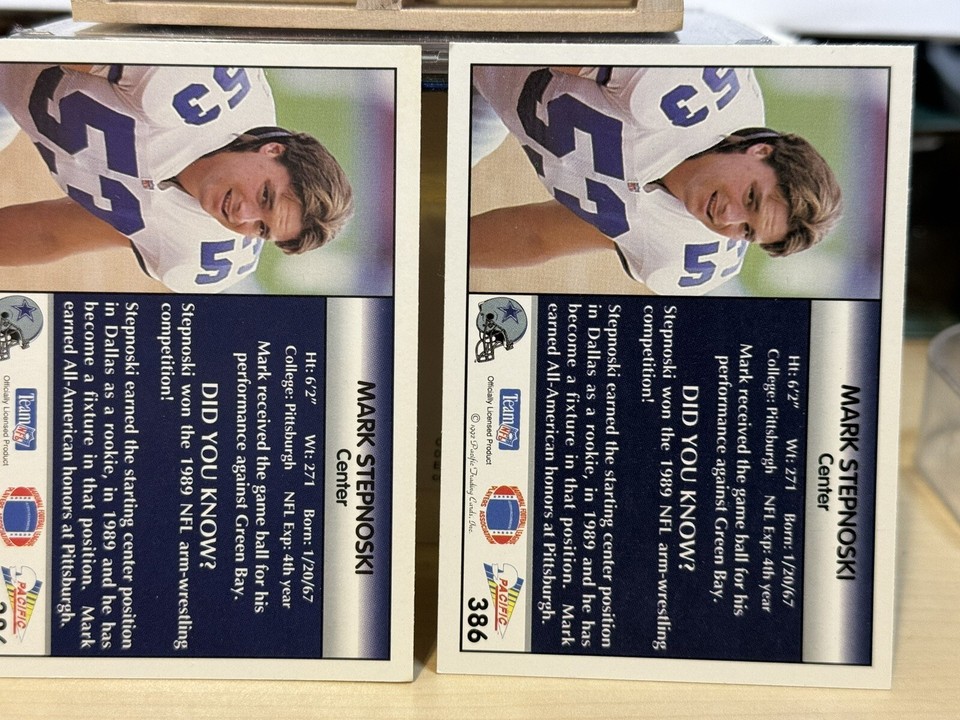 1992 Pacific Mark Stepnoski Dallas Cowboys Football Cards #386 (2) | eBay