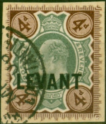 British Levant 1905 4d Green & Chocolate-Brown SGL7a V.F.U on Small ...