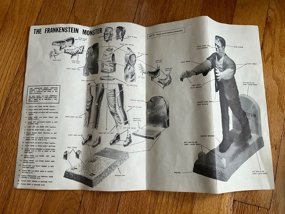1961 Aurora Frankenstein Model Unassembled With Box Instructions ...