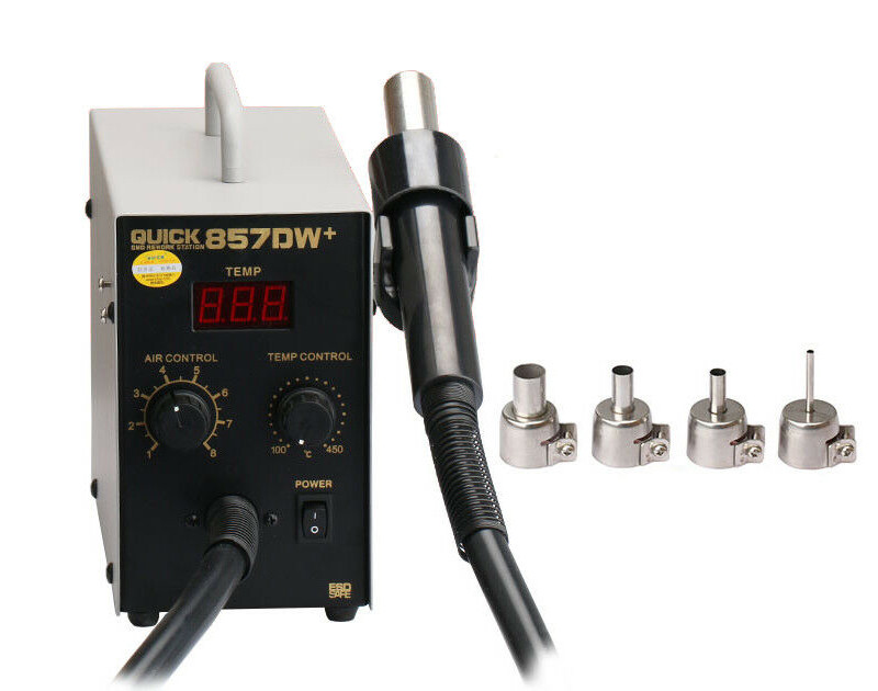 QUICK 857DW+ Adjustable Hot Air Heat Handle SMD Soldering Rework ...