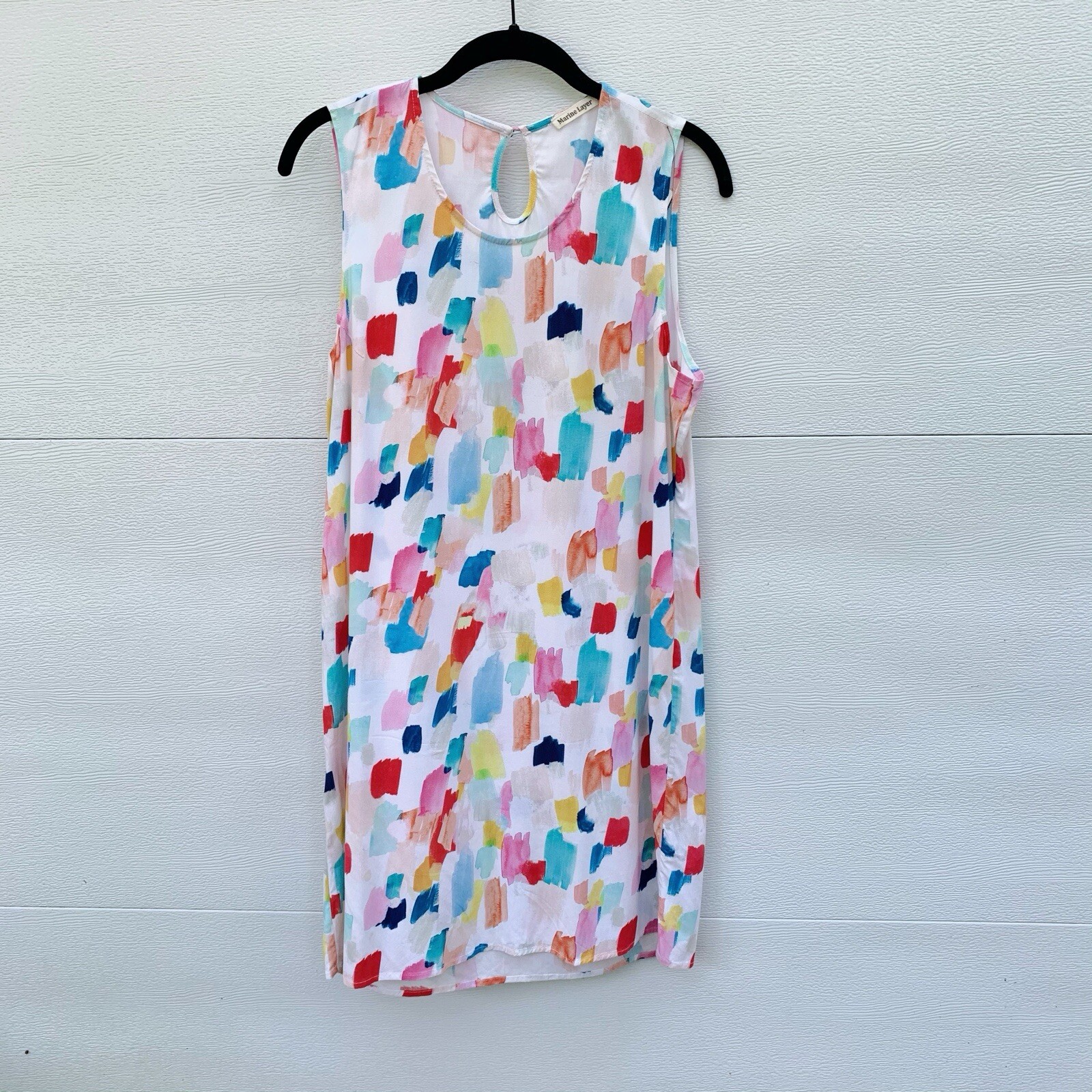 Marine Layer Britt Bass Watercolor Brushstroke Dress M - Gem