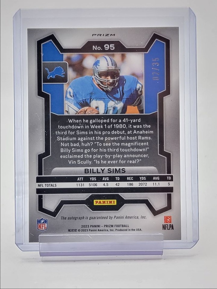 BILLY SIMS 2023 PANINI PRIZM RED SHIMMER AUTOGRAPH AUTO /35 Q3110 | eBay