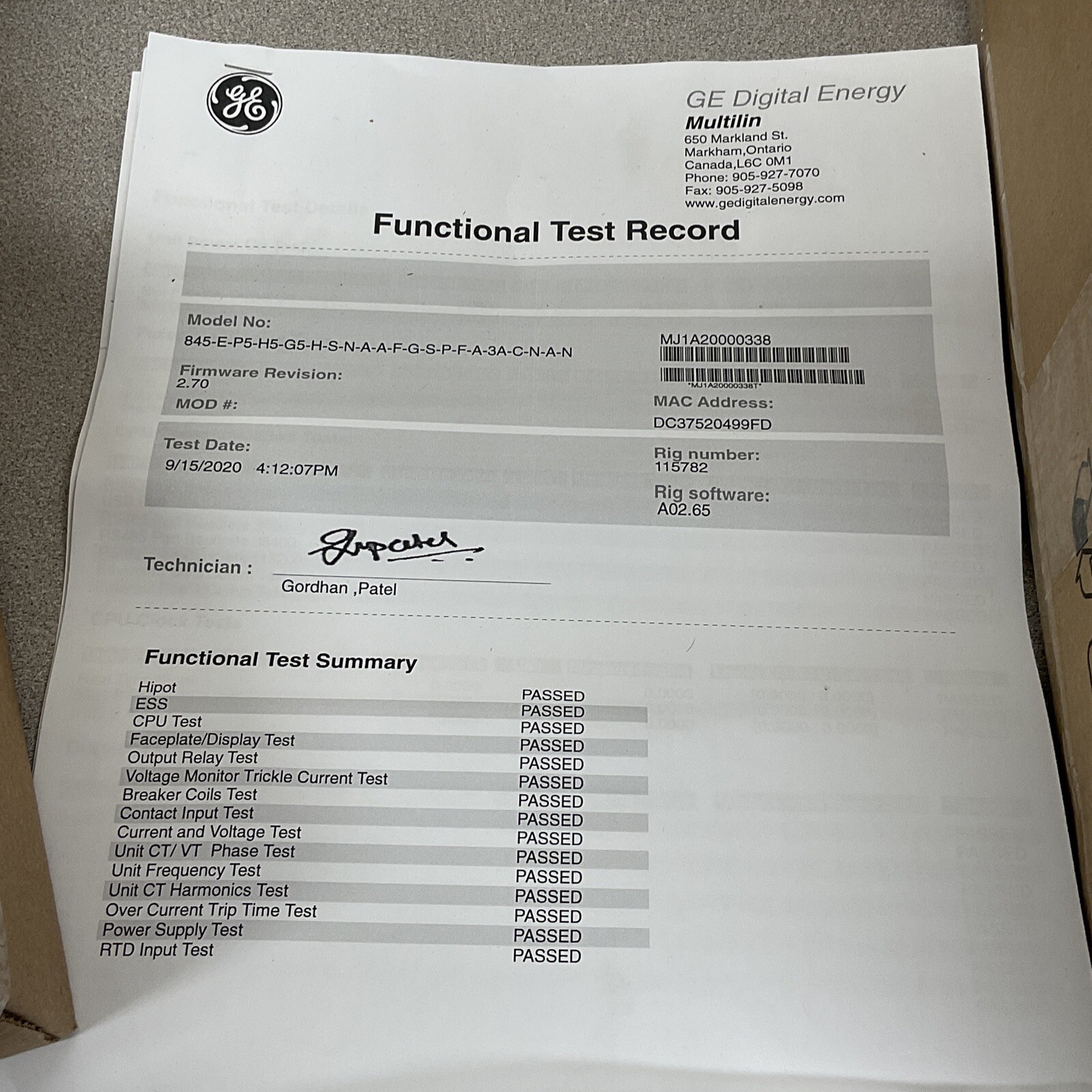 NEW GE Multilin 845 Feeder Protection System 845 ...