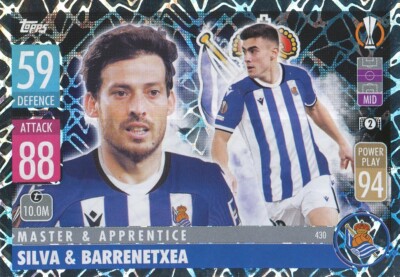 430 REAL SOCIEDAD - DAVID SILVA / BARRENETXEA FOIL CARD TOPPS EUROPA ...