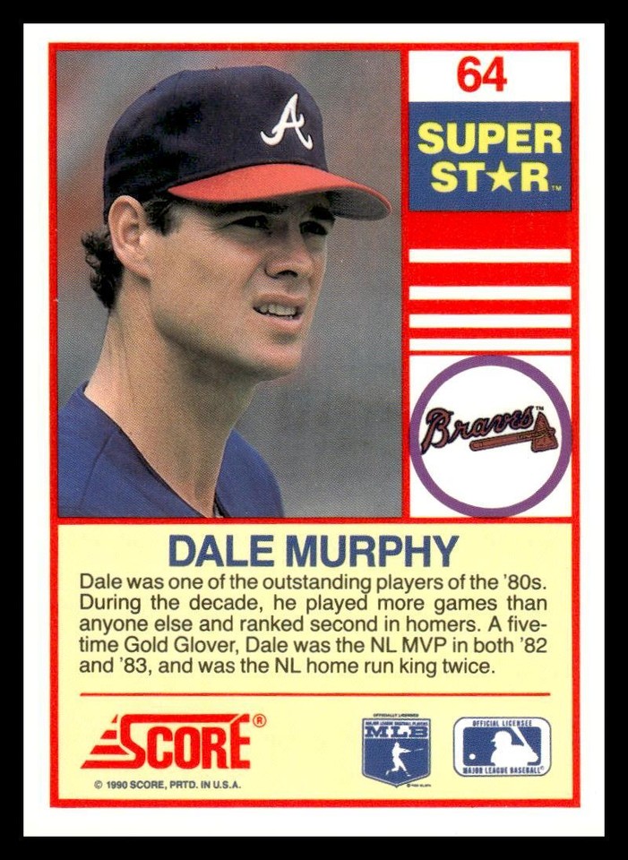 1990 Score 100 Superstars #64 Dale Murphy Atlanta Braves | eBay