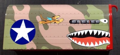 Flying Tigers Shark Teeth P-40 Warhawk WW2 Mailbox sticker decal ...