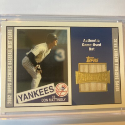 2002 Topps Archives GOLD TBR-DM Don Mattingly Game Used Bat Relic Card ...