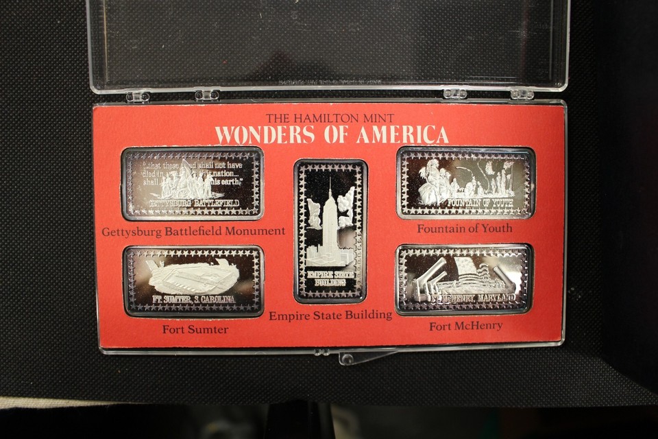Hamilton Mint Wonders of America Silver Ingots Complete Set in Original ...