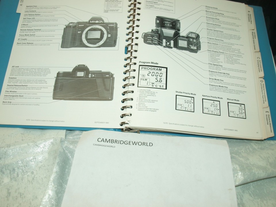 MINOLTA CAMERA HARD COVER DEALER PRODUCT CATALOG with PAGES | eBay