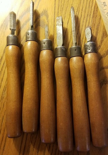 Vintage Wood Chisels, 8" Handle. Lot of 6 Tools EUC , Lathe Machinist ...