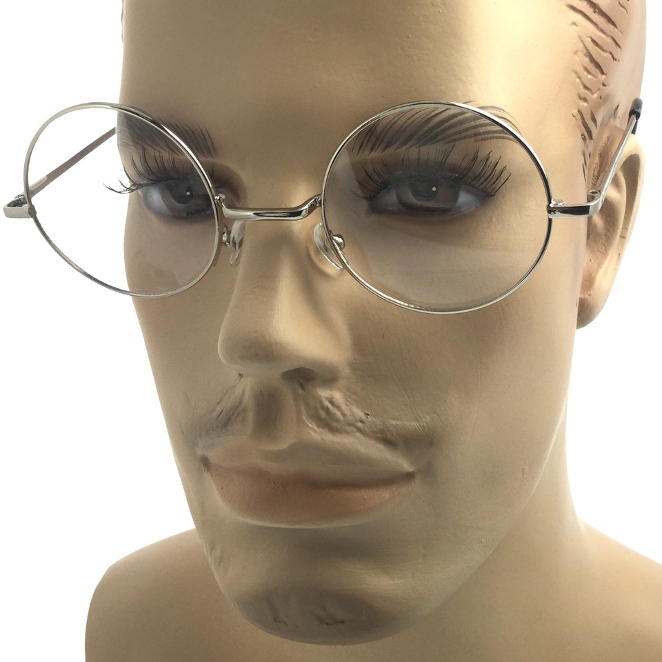 Large Oversized Big Round Metal Frame Clear Lens Round Circle Eye ...