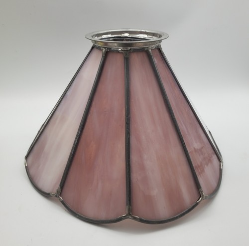 11" Wide Vintage Slag Glass Lamp Shade 10 Panel Rose Pink Scalloped | eBay