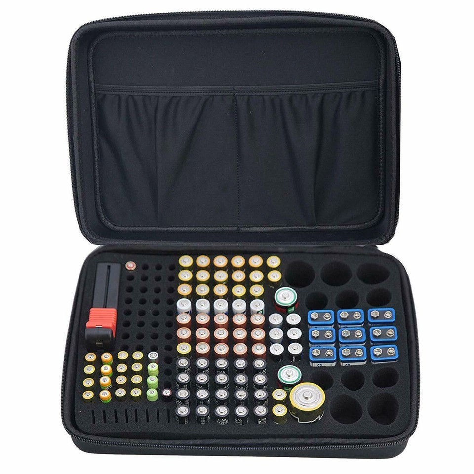 Battery Storage Organizer Tester Carry Case Bag Hold 152 Batteries AA ...