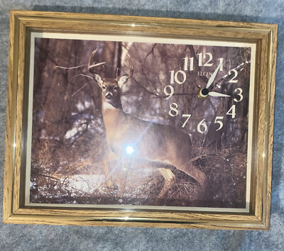 Vintage 1982 Elgin Shadow Box Deer Buck Wall Clock Battery Operated 11 ...