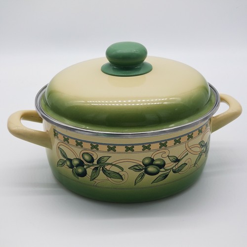 Enameled Steel Olive Pattern Stock Pot Metalac Made in Serbia | eBay