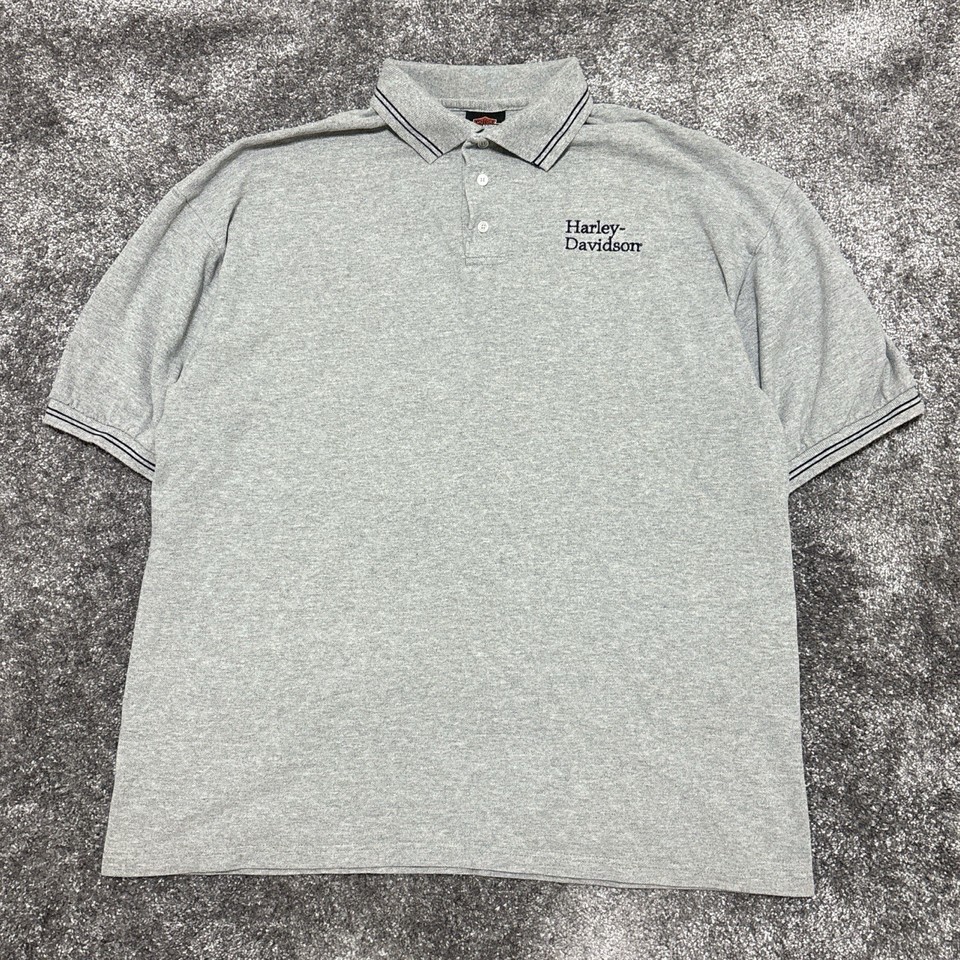 Grey Harley Davidson Polo Shirt Size XL Collared Short Sleeve Biker ...