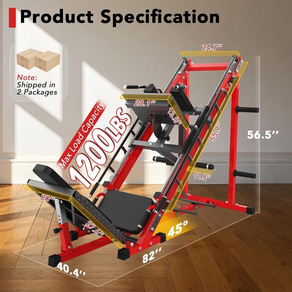 2-In-1 Hack Squat&Leg Press Machine, Heavy-Duty Lower Body Training ...