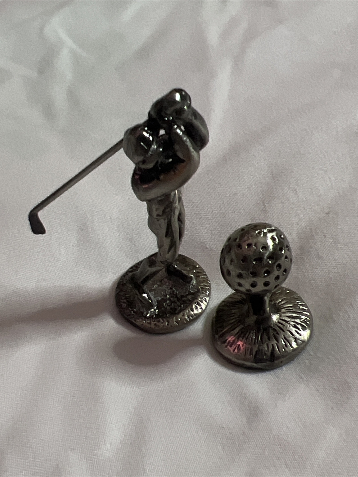 PEWTER METAL GOLF FIGURINES Set Of 2 Pcs. Golfer Ball Small | eBay