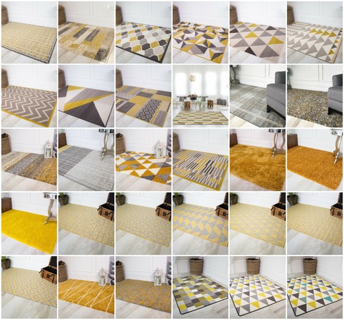 Modern Ochre Mustard Lemon Yellow Rugs Living Room Small Large ...