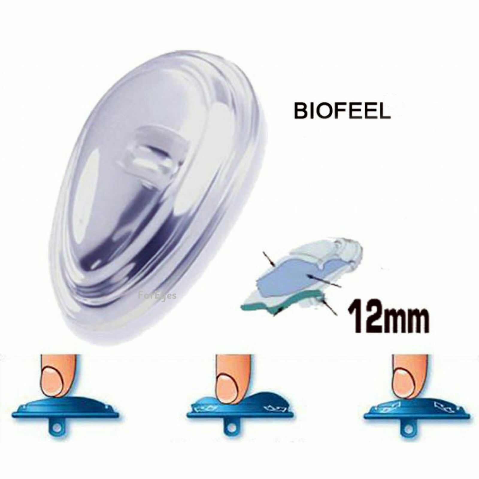 Pair Biofeel Gel Cushion Spectacle / Glasses Nose Pads 14mm Hypo ...