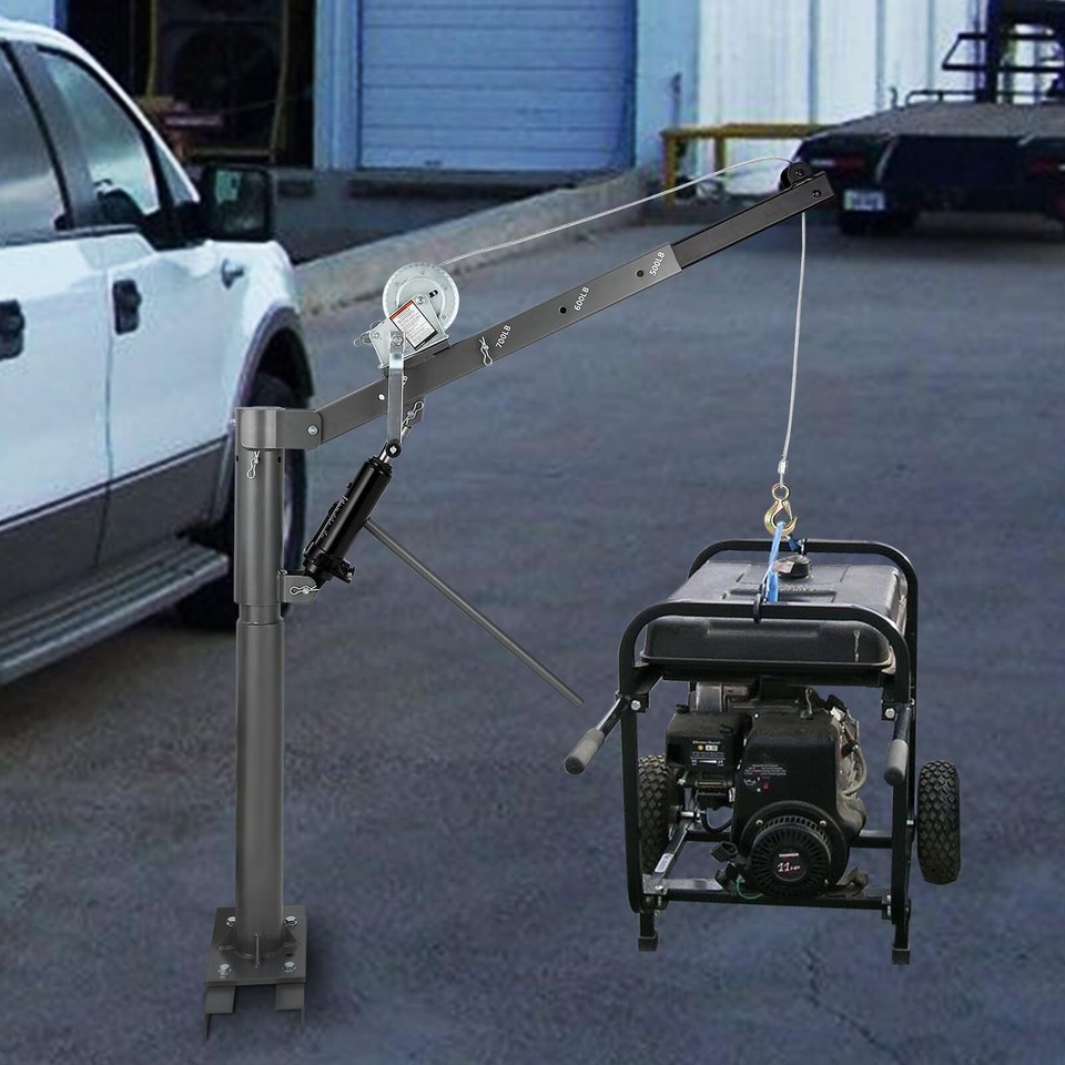 Pickup Truck Cargo Crane 1000 Lb Capacity Hydraulic Swivel Truck Crane ...