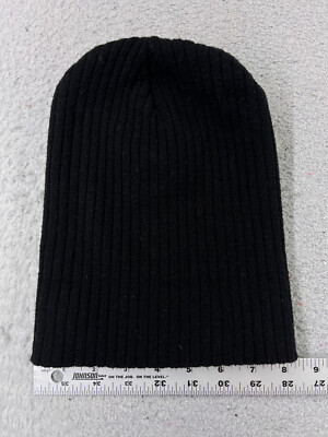 Time And Tru Beanie Toque Womens One Size Black Ribbed Knit Polyester ...
