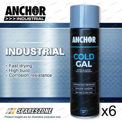 6 Packets of Anchor Industrial Cold Gal Aerosol Paint 400 Gram Fast ...