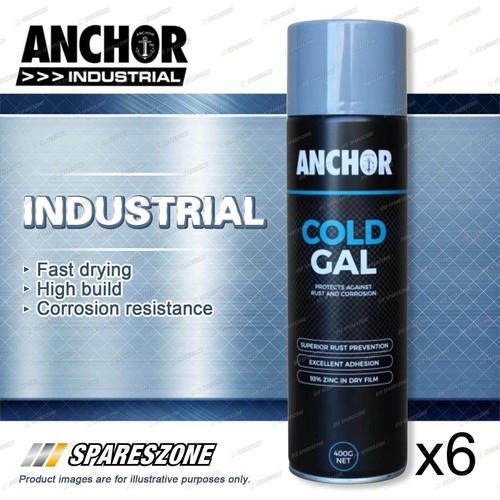 6 Packets of Anchor Industrial Cold Gal Aerosol Paint 400 Gram Fast ...