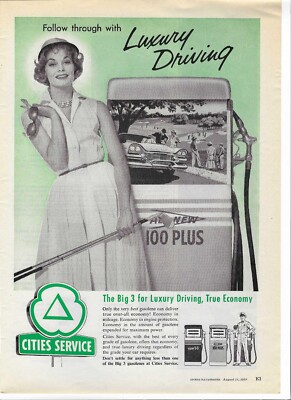 Cities Service Gas Station Luxury Driving Lady Golfer Course Vtg Print ...