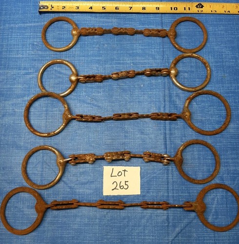 Lot Of 5 Vintage Horse Bit Iron Bits Antique Cast Forged Farm Wall ...