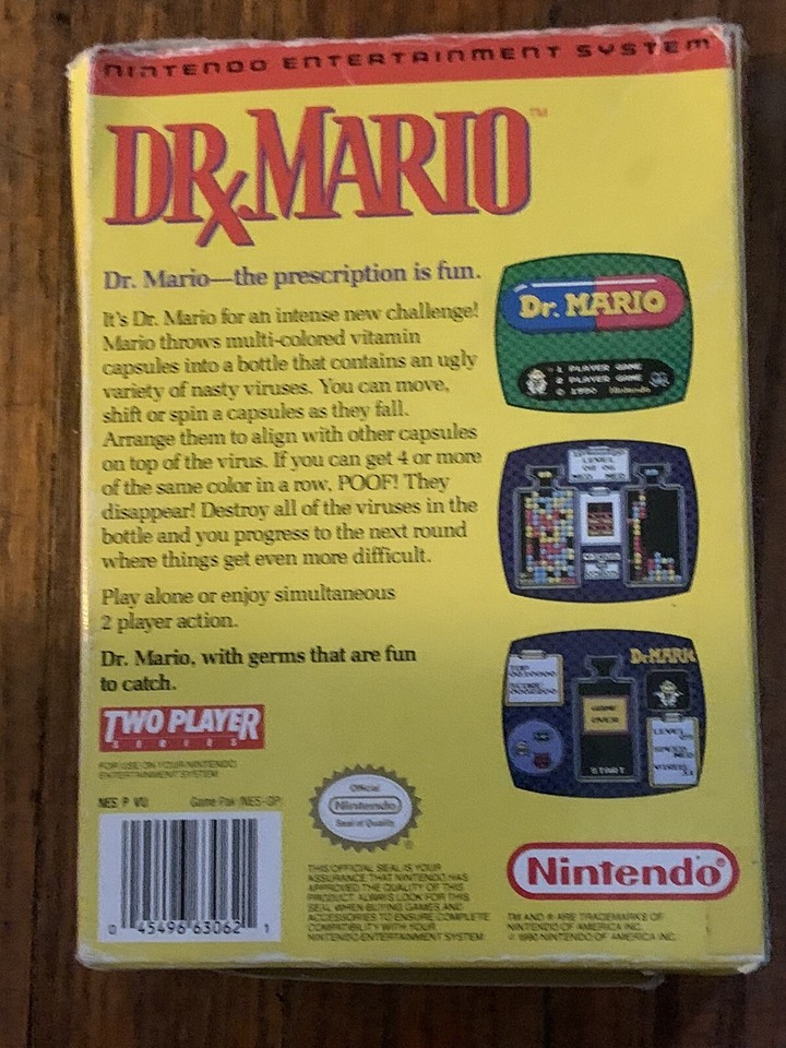 Dr. Mario (Nintendo NES, 1990) Cartridge & Original Box Tested Working ...
