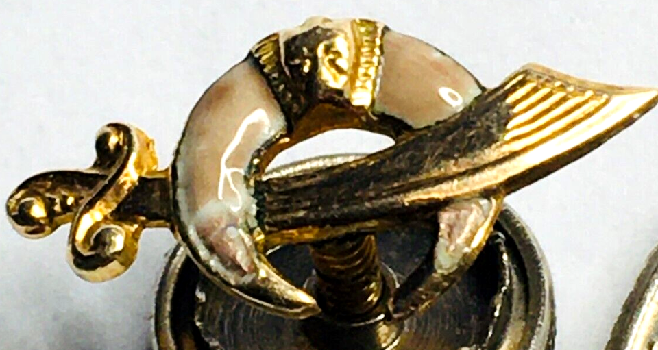 Antique 10K Gold MASONIC Sword Crescent Fraternal .5" Lapel Pin .40 ...