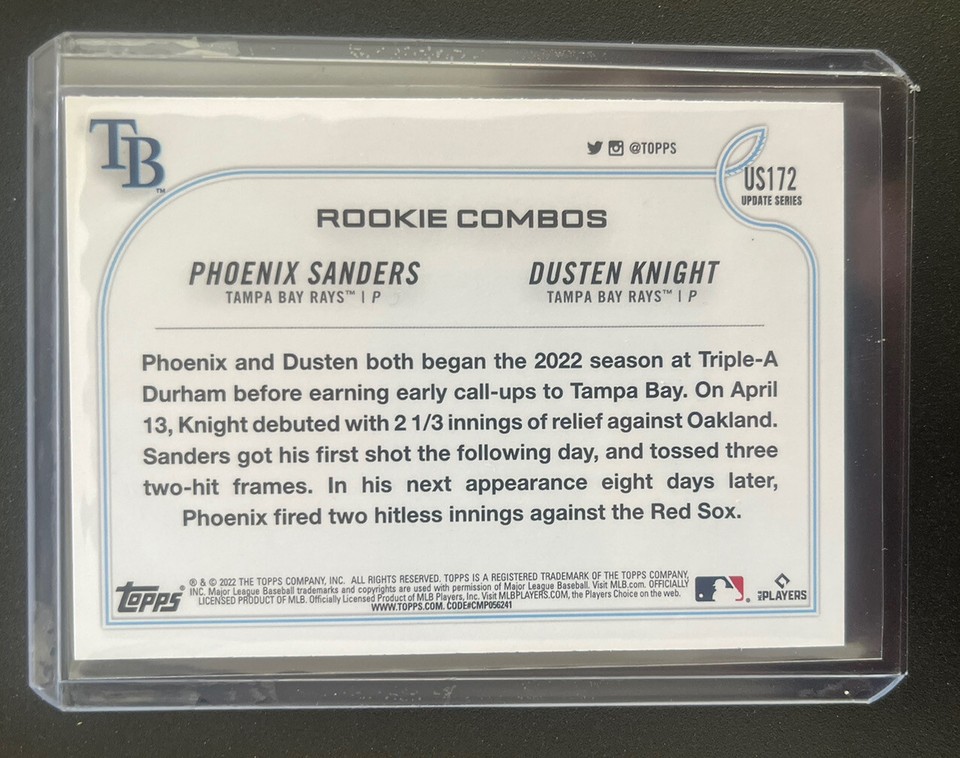2022 Topps Update #US172 Rookie Combos Phoenix Sanders Dusten Knight ...