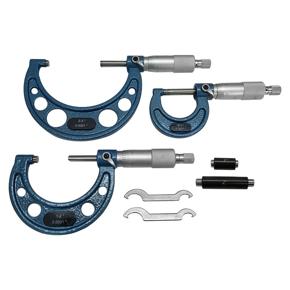 Set Of Outside Micrometer With Standard 0-3'' Range .0001" Graduations ...
