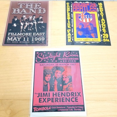 Jimi Hendrix, The Beatles, The Band Mini Concert Poster Cards Rock 6"x4 ...