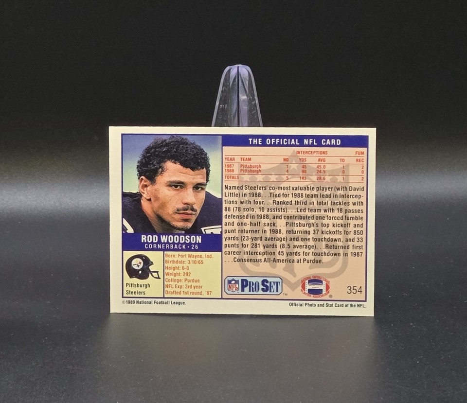 1989 Pro Set ROD WOODSON Rookie Card #354 Pittsburgh Steelers | eBay