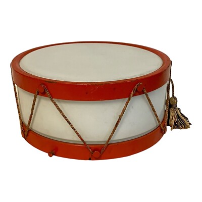 Vintage Musical Drum Light Shade Ceiling Milk Glass Red Trim With Rope ...