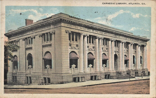 Vintage Postcard CARNEGIE LIBRARY Atlanta GA 1922 Post Mark/Stamp ...