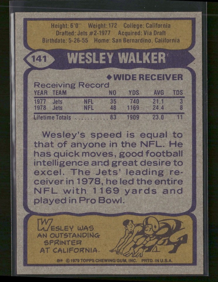 1979 Topps #141 Wesley Walker New York Jets | eBay UK