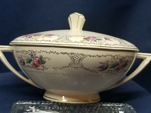 Vintage Edwin Knowles China Hostess CasseroleWith Lid Pink Floral ...