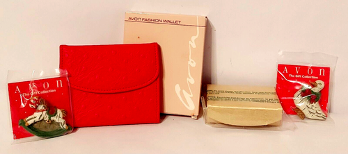 vtg lot of avon womens red wallet lipstick mirror case stocking ...