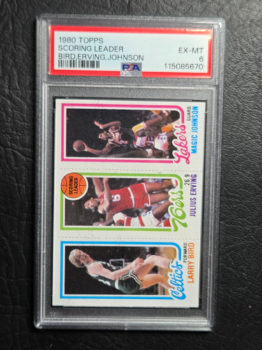 1980 Topps Magic Johnson, Larry Bird, Julius Erving Card #6 PSA Graded ...